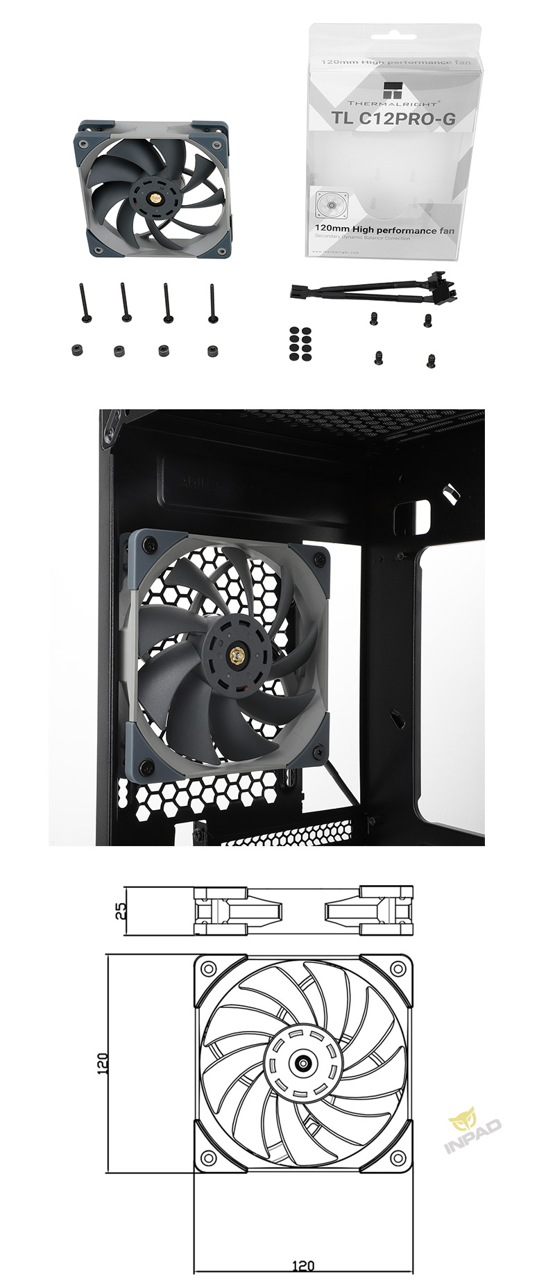 Thermalright 利民 TL-C12 PRO-G 12公分PWM風扇 灰色_風扇|12公分_★風扇|散熱器|筆電周邊_機殼|電源|散熱 ...