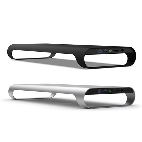 MONITORMATE ProBASE X 鋁製 USB多功能螢幕架 北歐銀 極黑版_桌上|行動型螢幕架_螢幕架_螢幕|視訊|直播設備 | 硬派精璽線上購物網